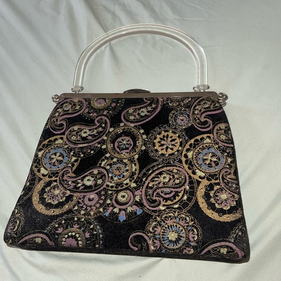 Bags | Vintage Paisley Print Handbag W Bakelite Handle | Poshmark